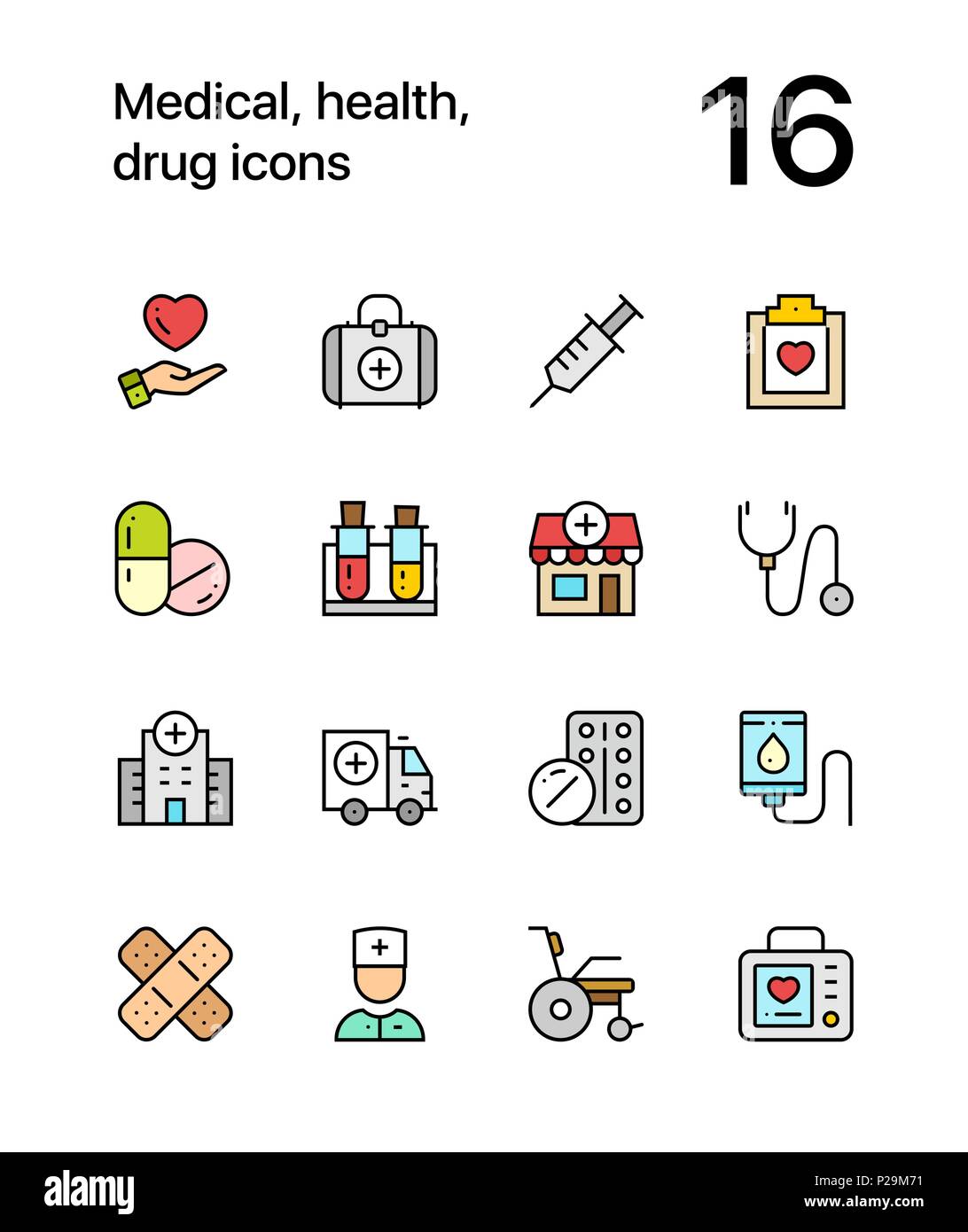 Colored Medical, health, drug icons for web and mobile design pack 1 ...