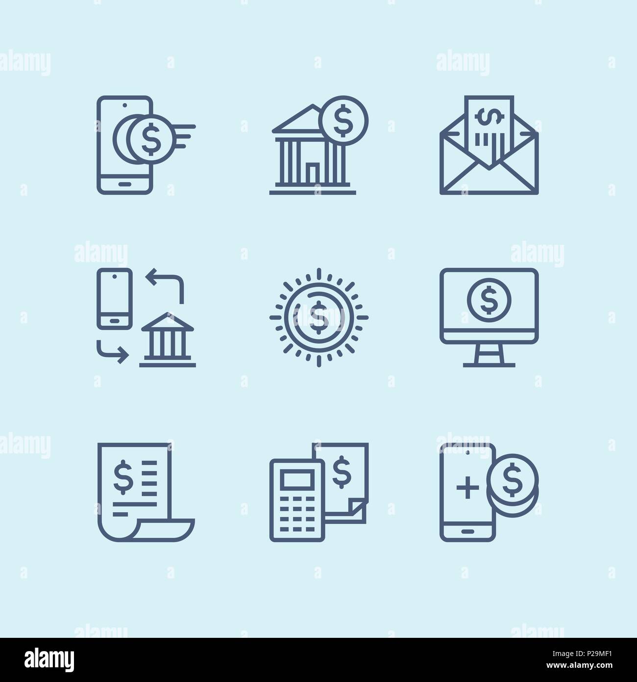 Outline Payment, money, finance, card and cash vector line icons for ...