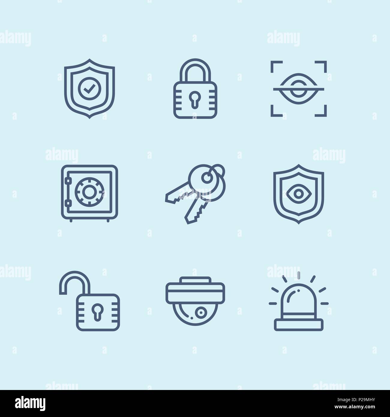 Outline Security And Protection Simple Vector Icons For Web And Mobile Design Pack 1 Stock