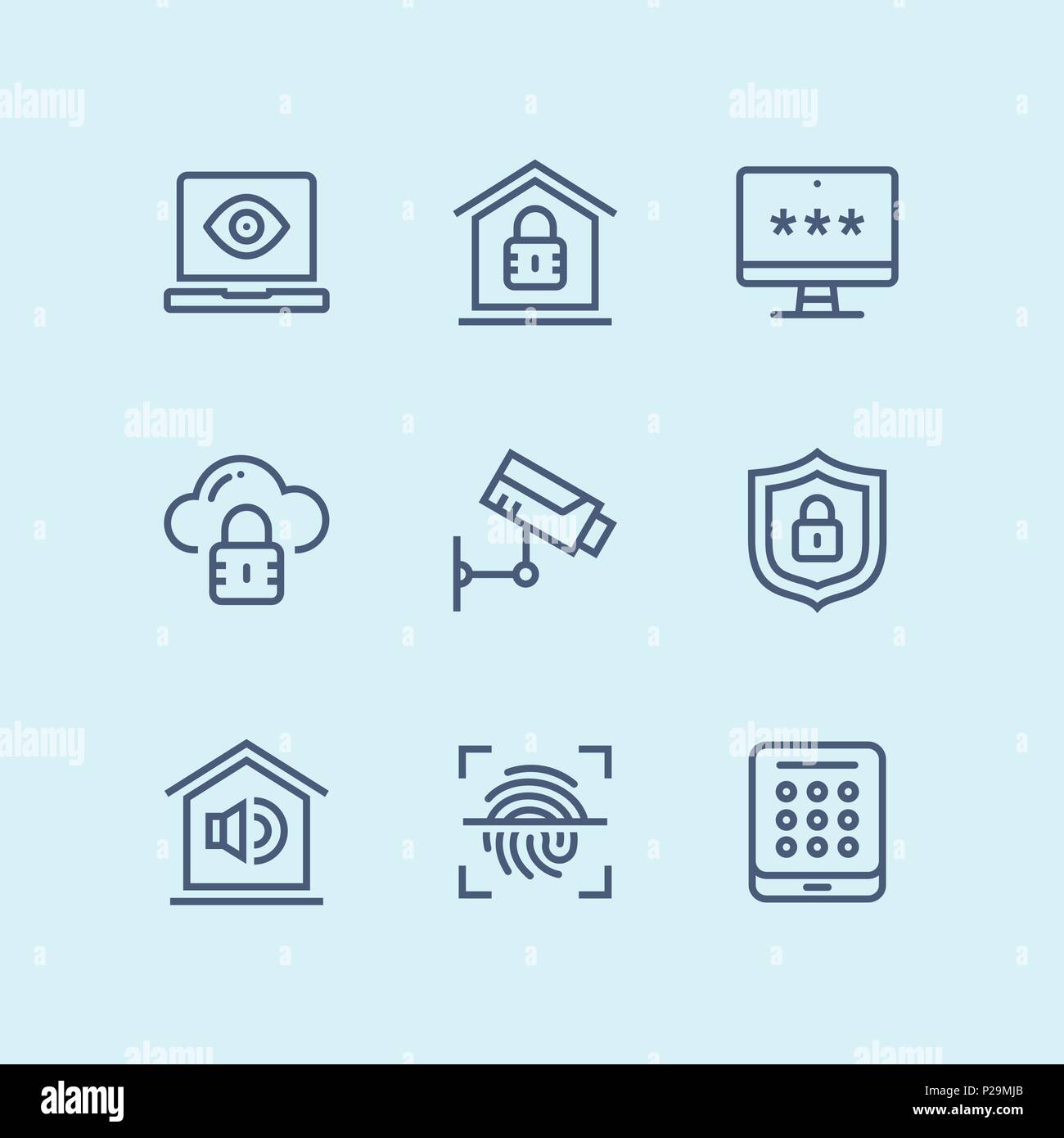 Outline Security and protection simple vector icons for web and mobile ...