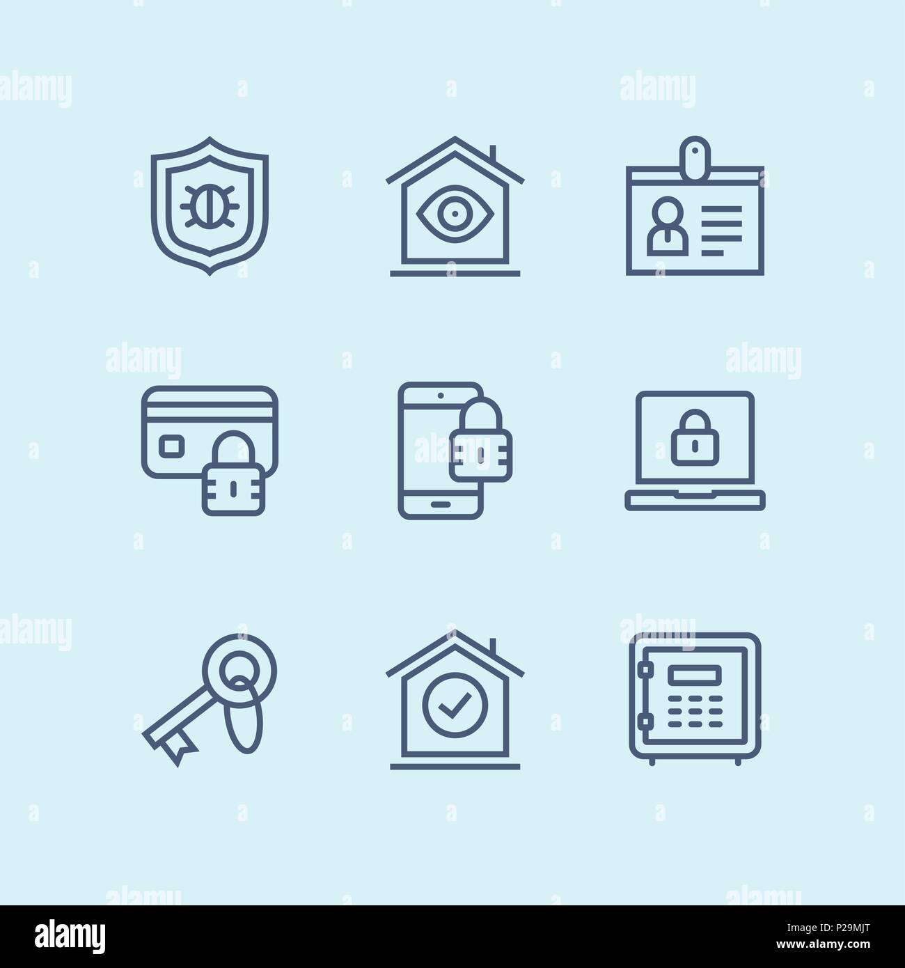 Outline Security and protection simple vector icons for web and mobile ...