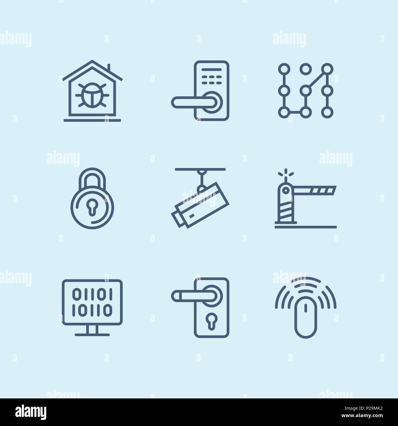 Outline Security And Protection Simple Vector Icons For Web And Mobile Design Pack 4 Stock