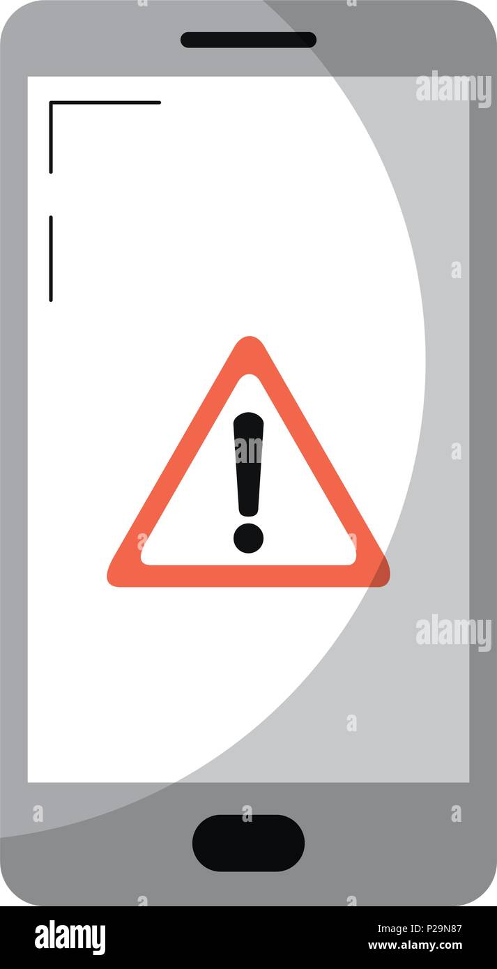 smartphone technology with caution darger symbol Stock Vector Image ...