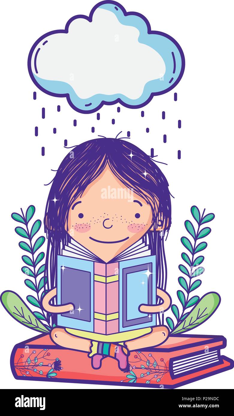 girl reading book and cloud raining Stock Vector Image & Art - Alamy