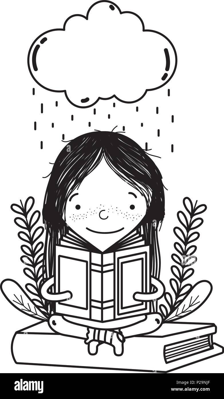 Line girl reading books Stock Vector Images - Alamy