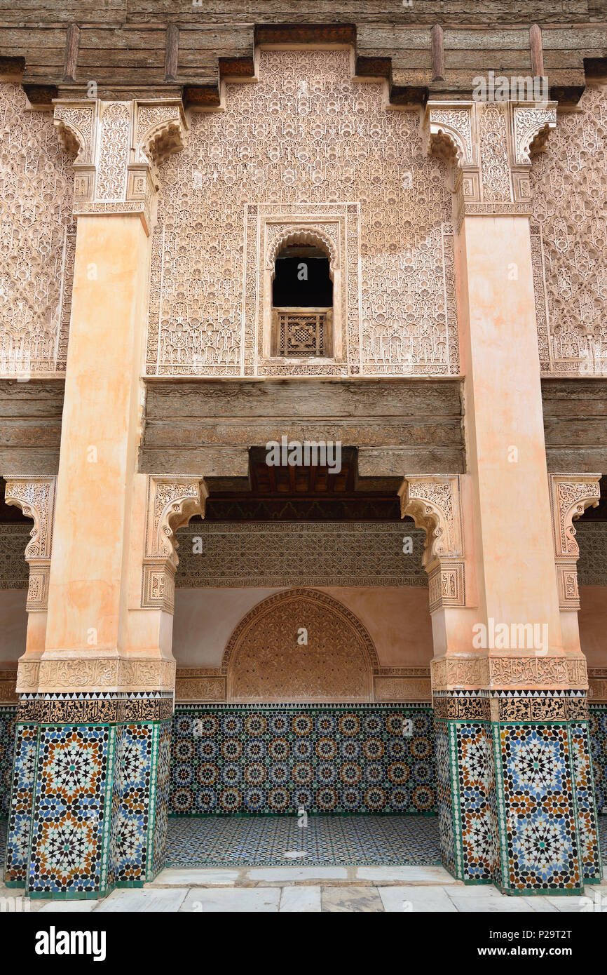 MARRAKESH, MOROCCO - 07 DECEMBER 2015: The interior courtyard of the ...