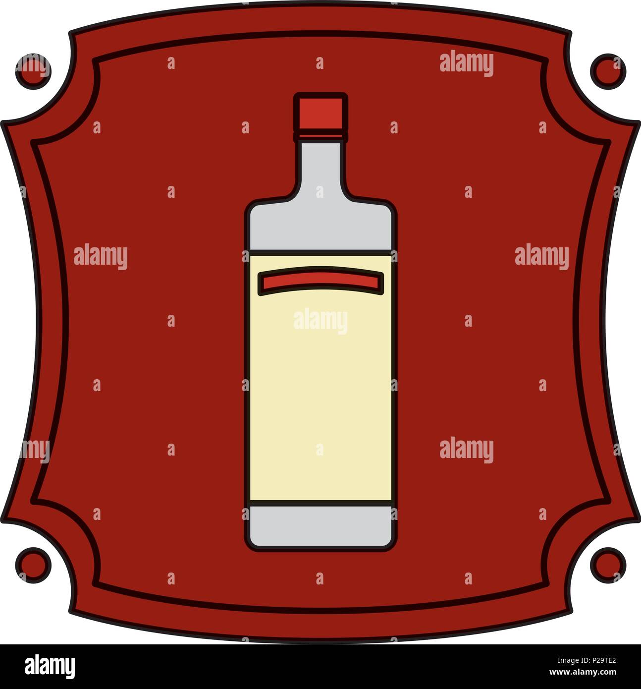 color emblem with alcohol liquor bottle beverage Stock Vector Image ...