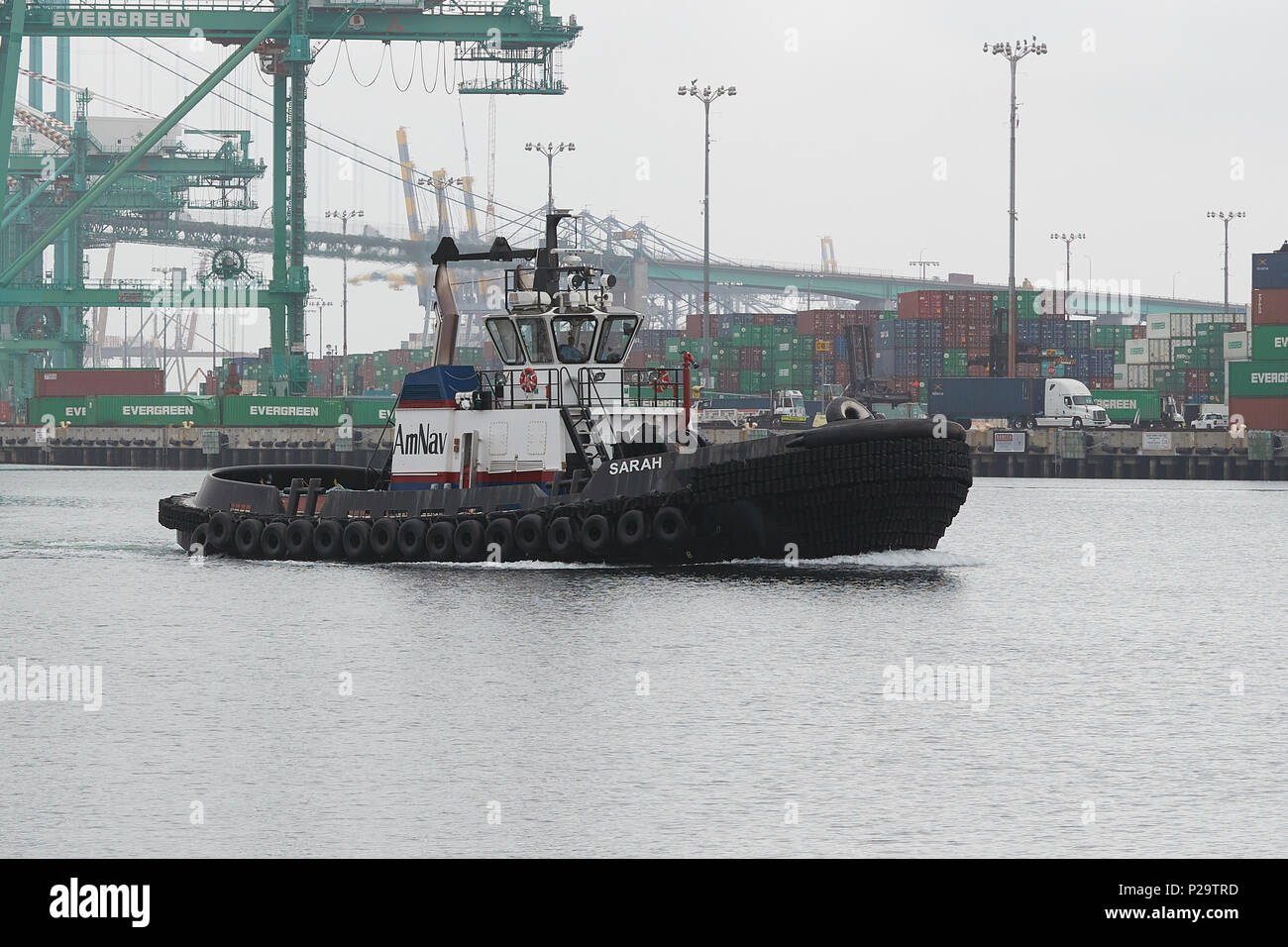 The AmNav Tractor Tug, SARAH, Passing The EVERPORT Container Terminal ...