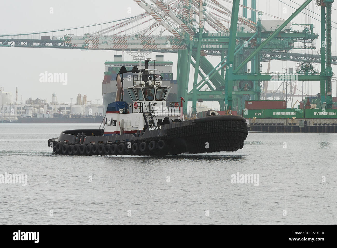 The AmNav Tractor Tug, SARAH, Passing The EVERPORT Container Terminal ...