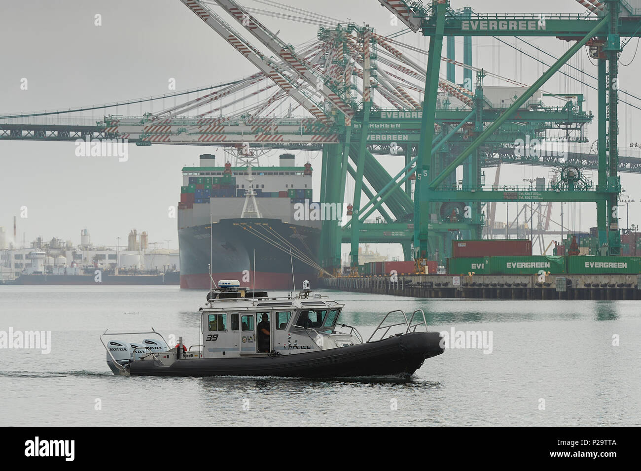 Harbor Police Boat Patrols The Port Of Los Angeles, California, USA ...