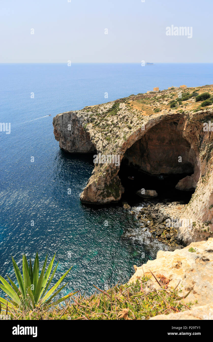 The Blue Grotto sea caves near the fishermen's harbour of Wied iz ...