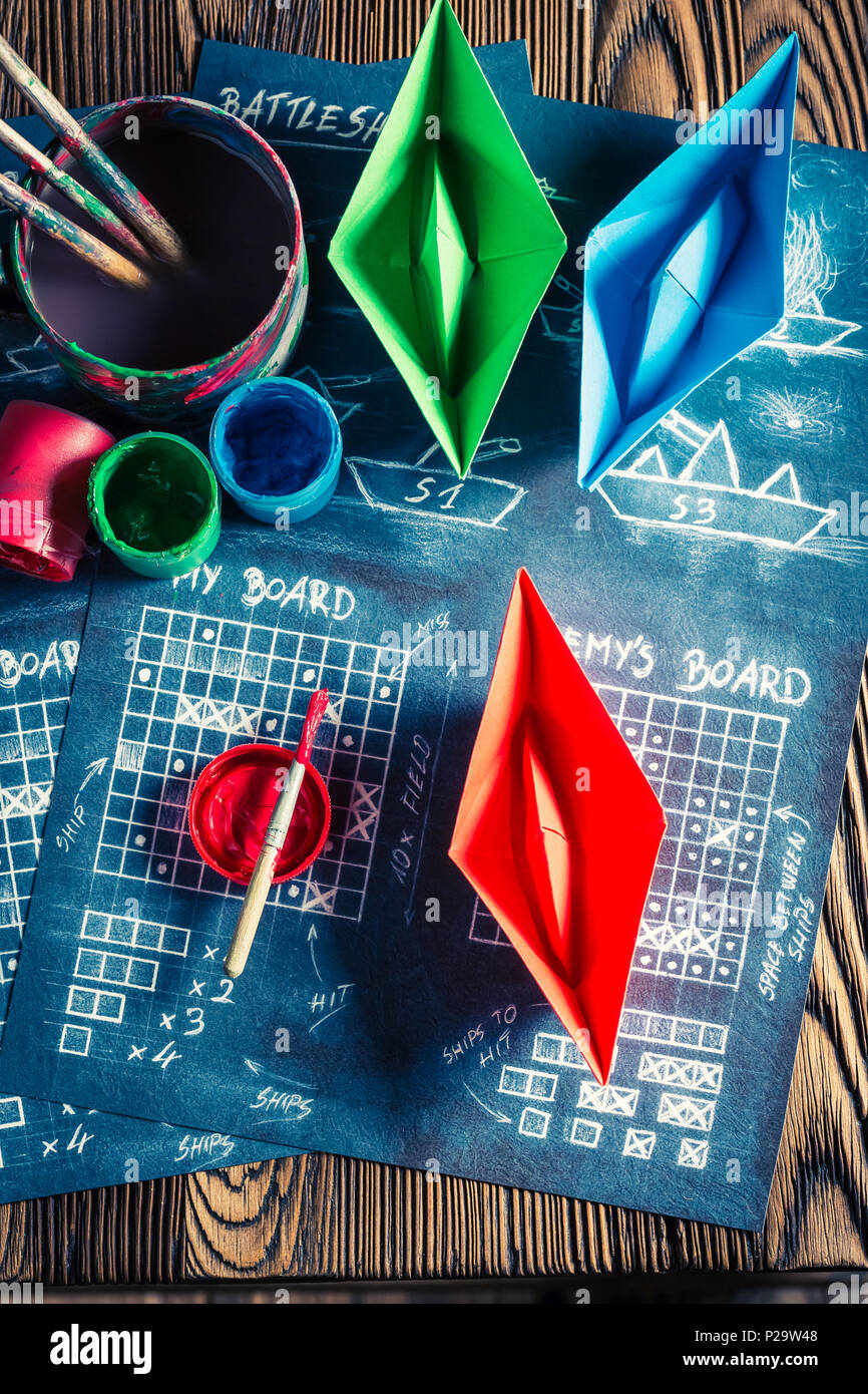Top view of battleship paper game as a strategy game Stock Photo - Alamy