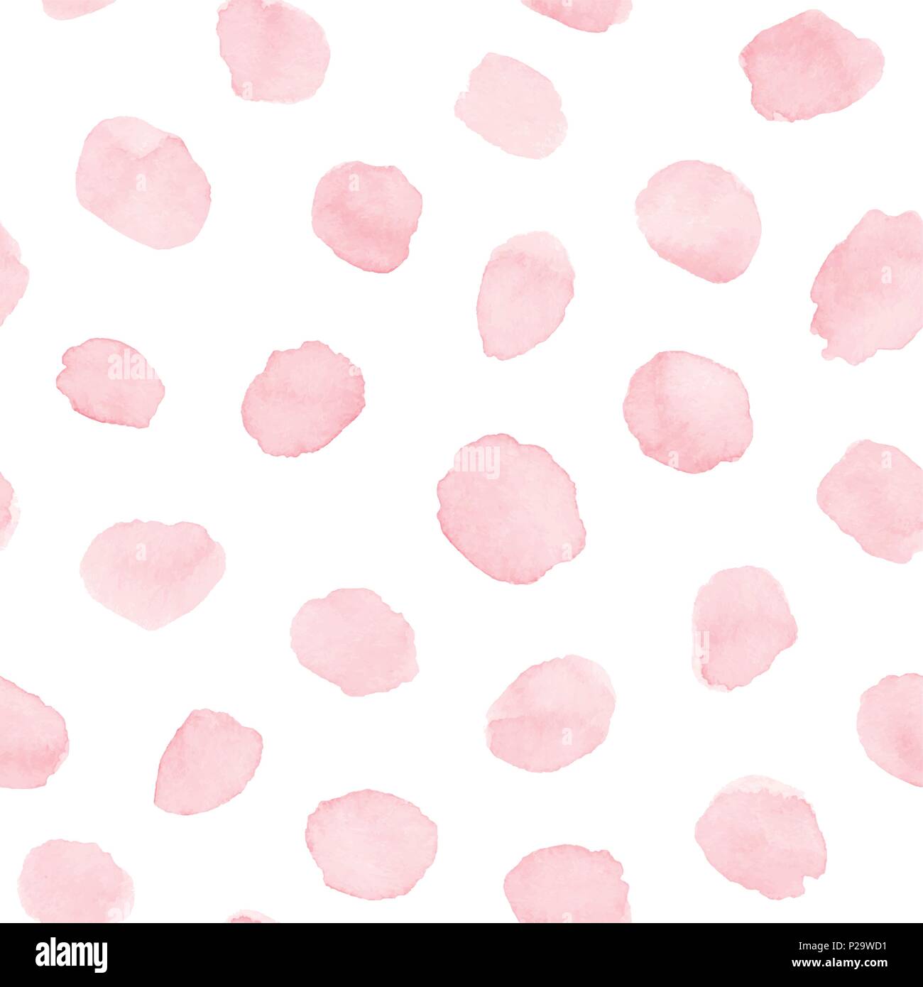 Hand painted pink watercolor blots and spots seamless pattern on the ...