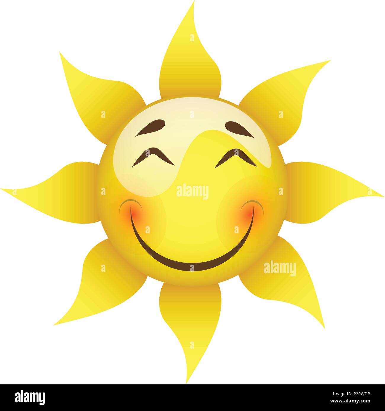 smiling yellow sun on a white background isolated Stock Vector Image ...