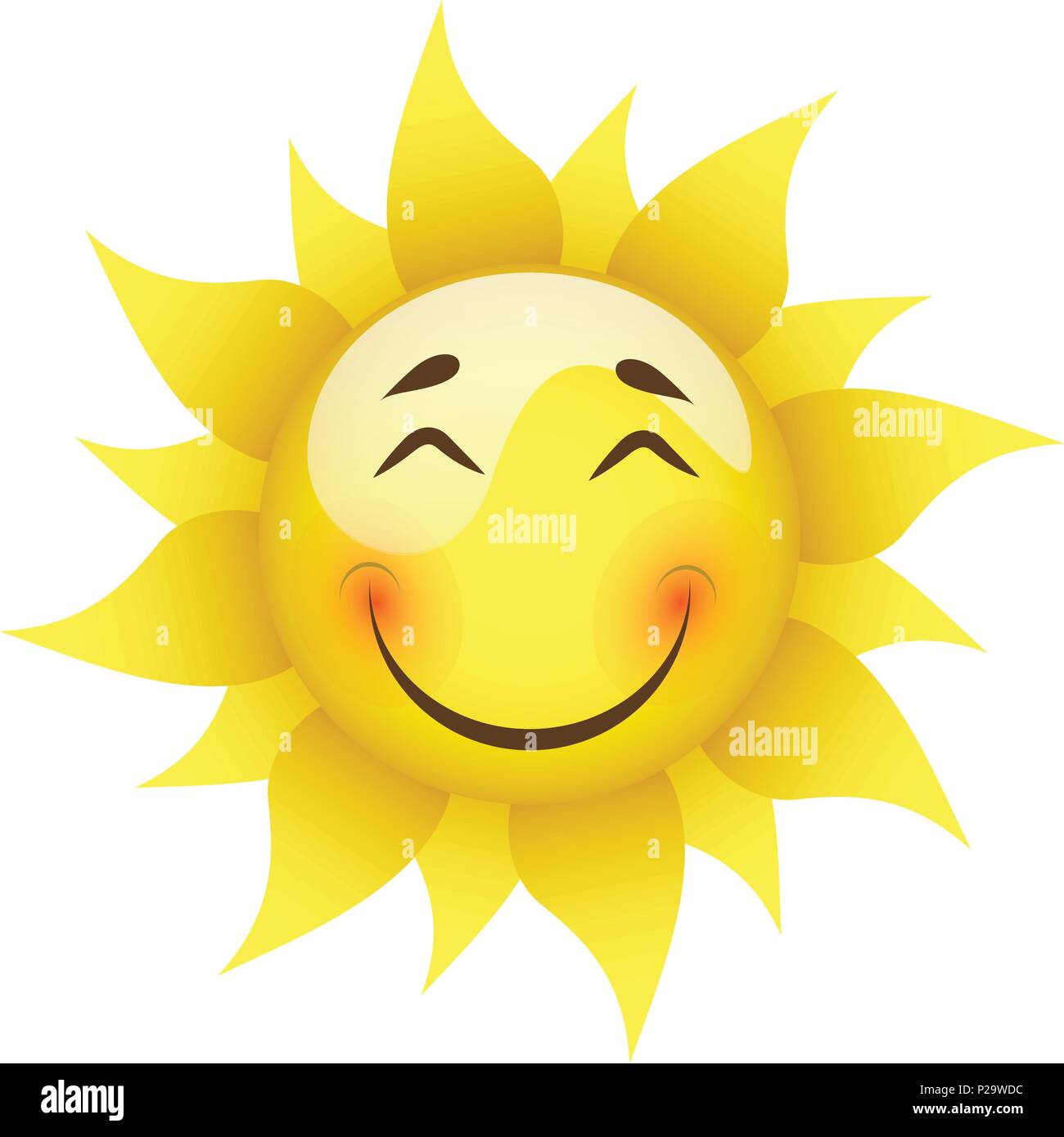smiling yellow sun on a white background isolated Stock Vector Image ...