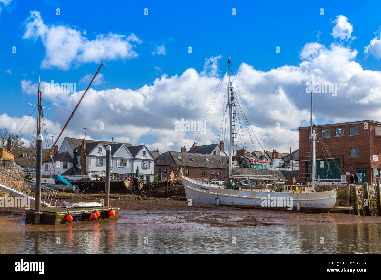 A two-masted sailing boat 'The Mary Roma' moored at Topsham quay on the ...