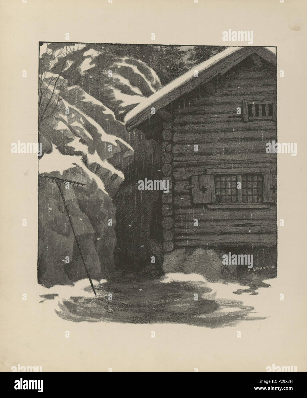 . Norsk bokmål: Illustrasjon hentet fra boken Svartedauen av Kittelsen ...