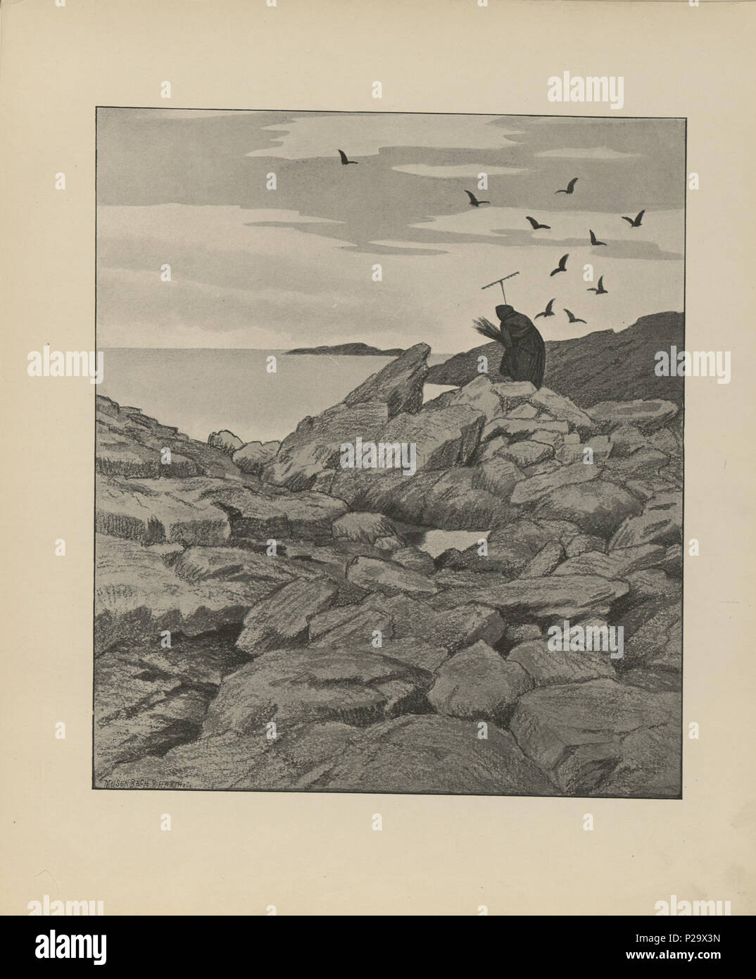 . Norsk bokmål: Illustrasjon hentet fra boken Svartedauen av Kittelsen ...