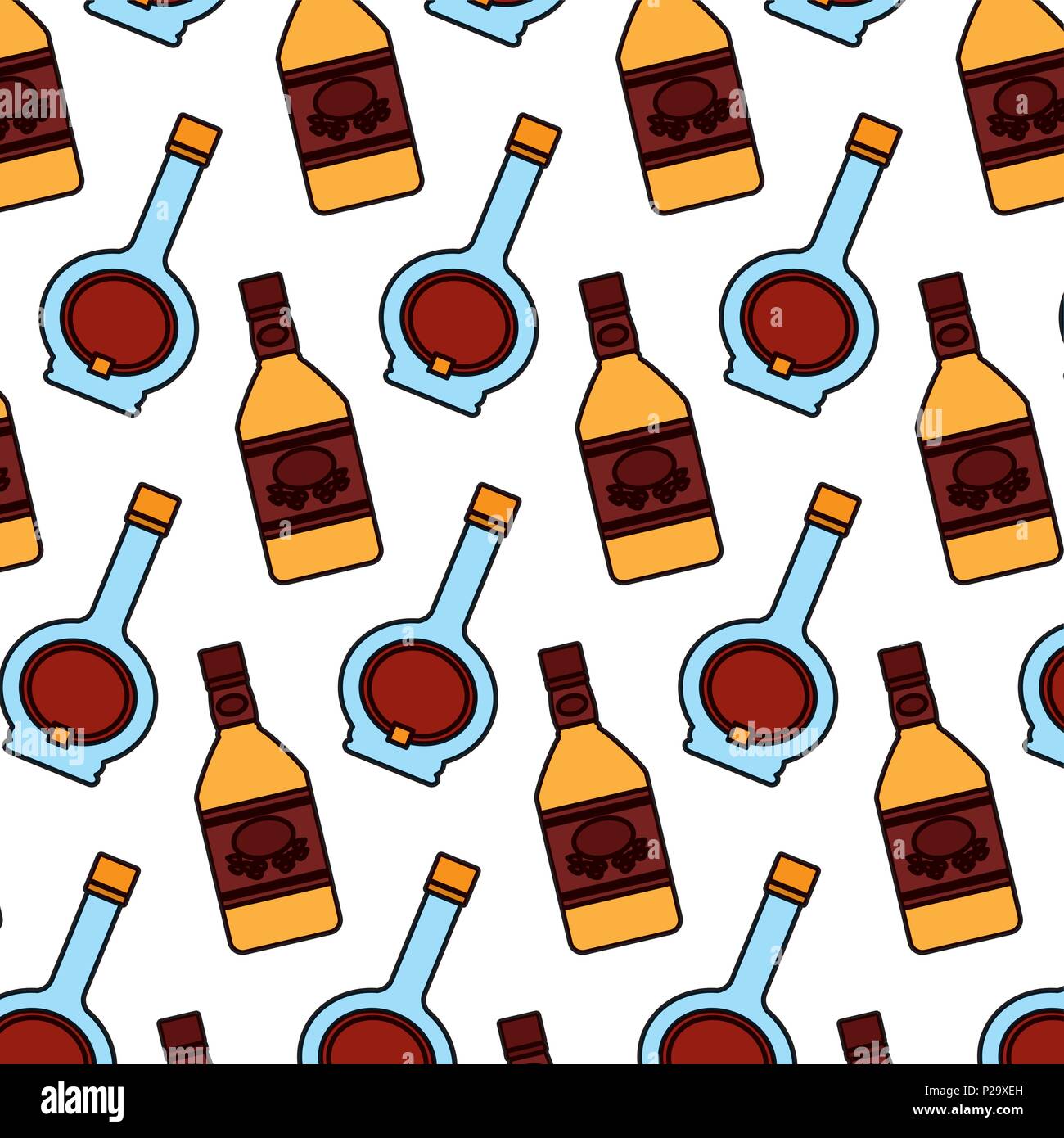 colorful blanco tequila and cocktail bottle background Stock Vector ...