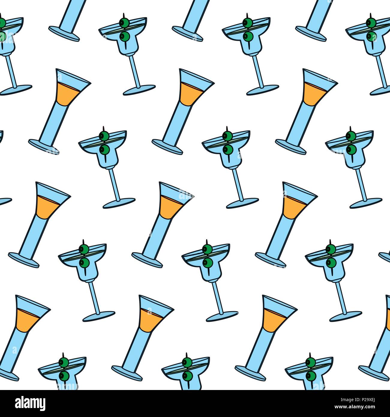 colorful blanco tequila and cocktail with olives glass background Stock ...