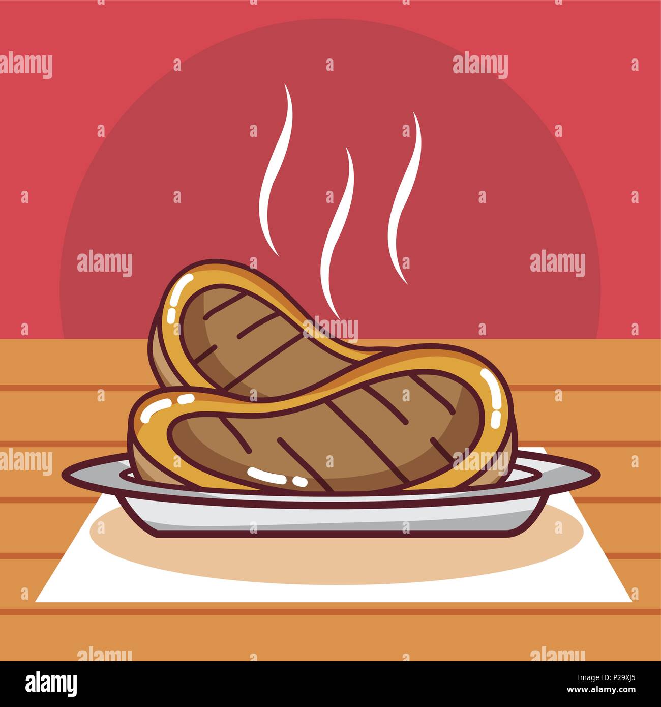 Beef steak on dish Stock Vector Image & Art - Alamy