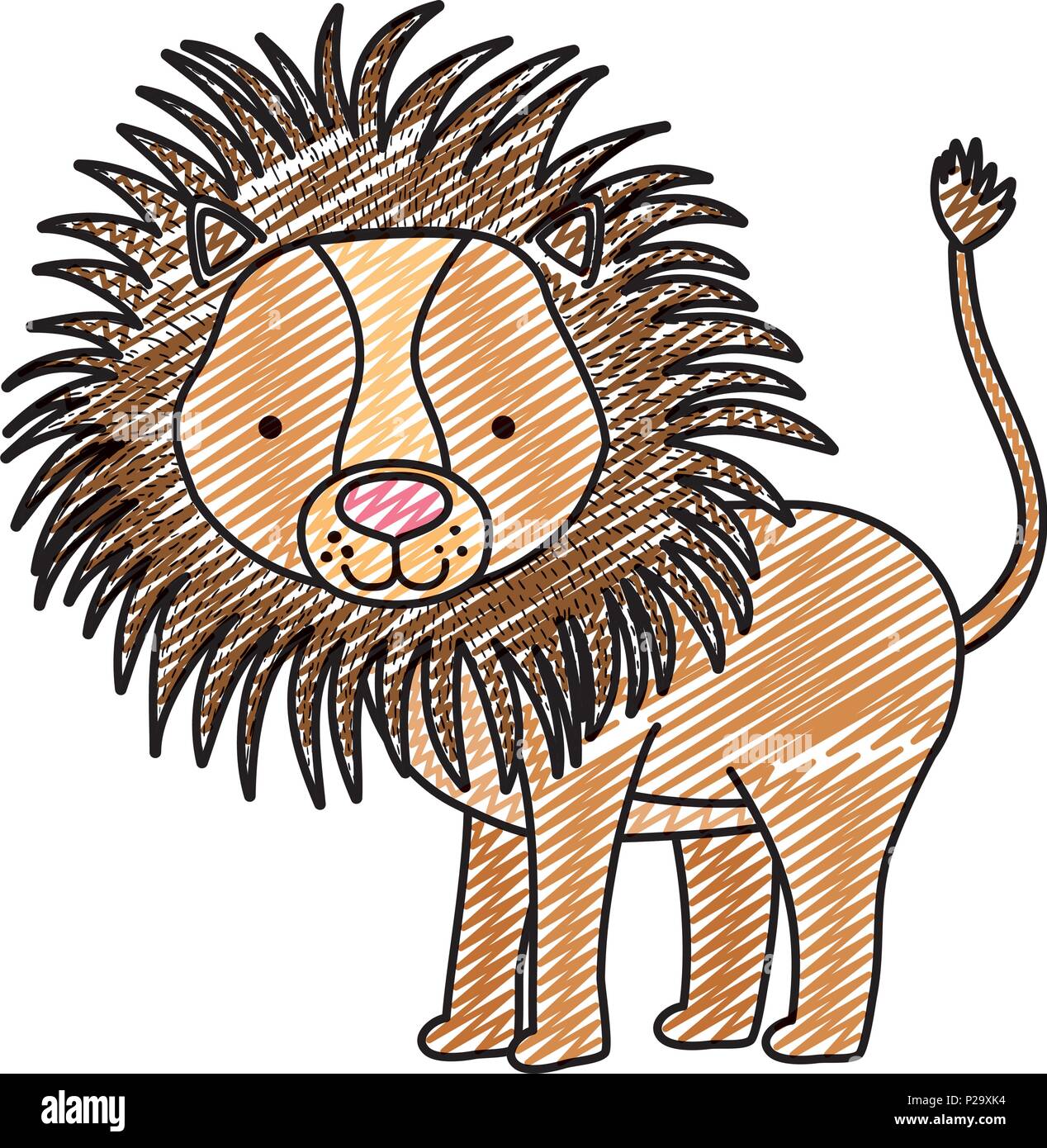 doodle cute male lion wild animal Stock Vector Image & Art - Alamy