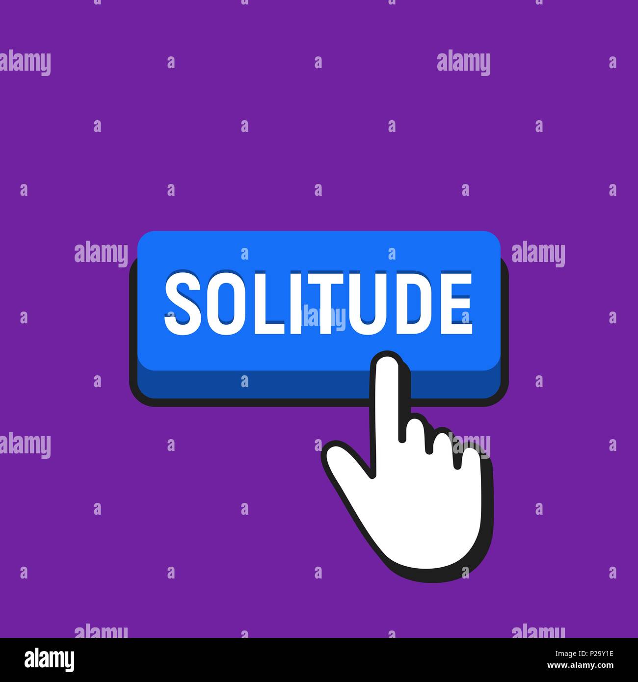 Hand Mouse Cursor Clicks the Solitude Button. Pointer Push Press Button Concept Stock Vector ...