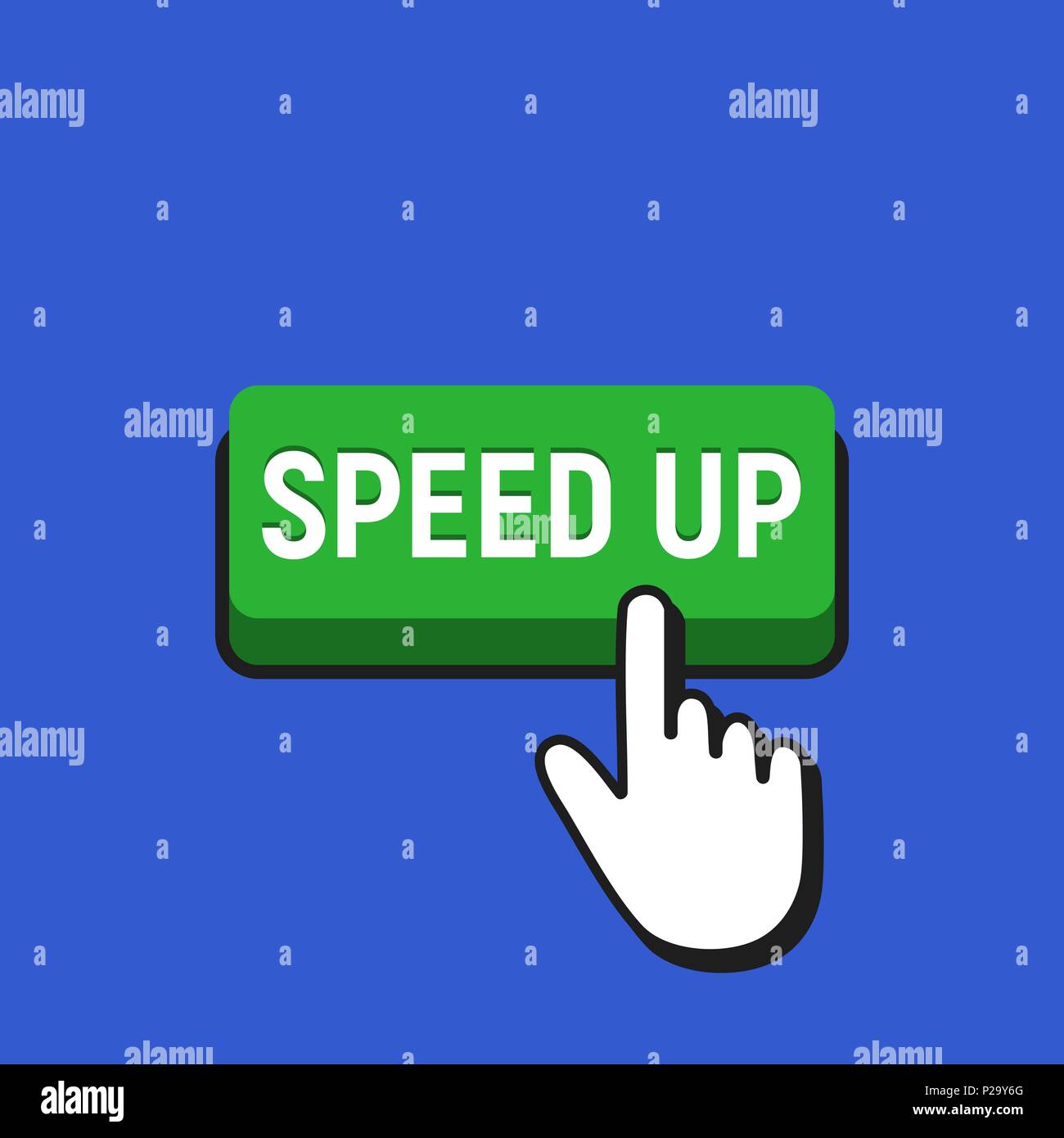 Hand Mouse Cursor Clicks the Speed Up Button. Pointer Push Press Button Concept Stock Vector ...