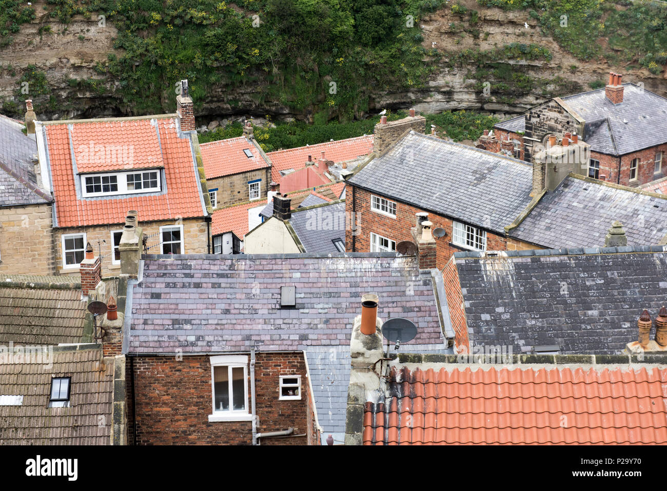 Rooftops in the village of Staithes, North Yorkshire England UK Stock ...