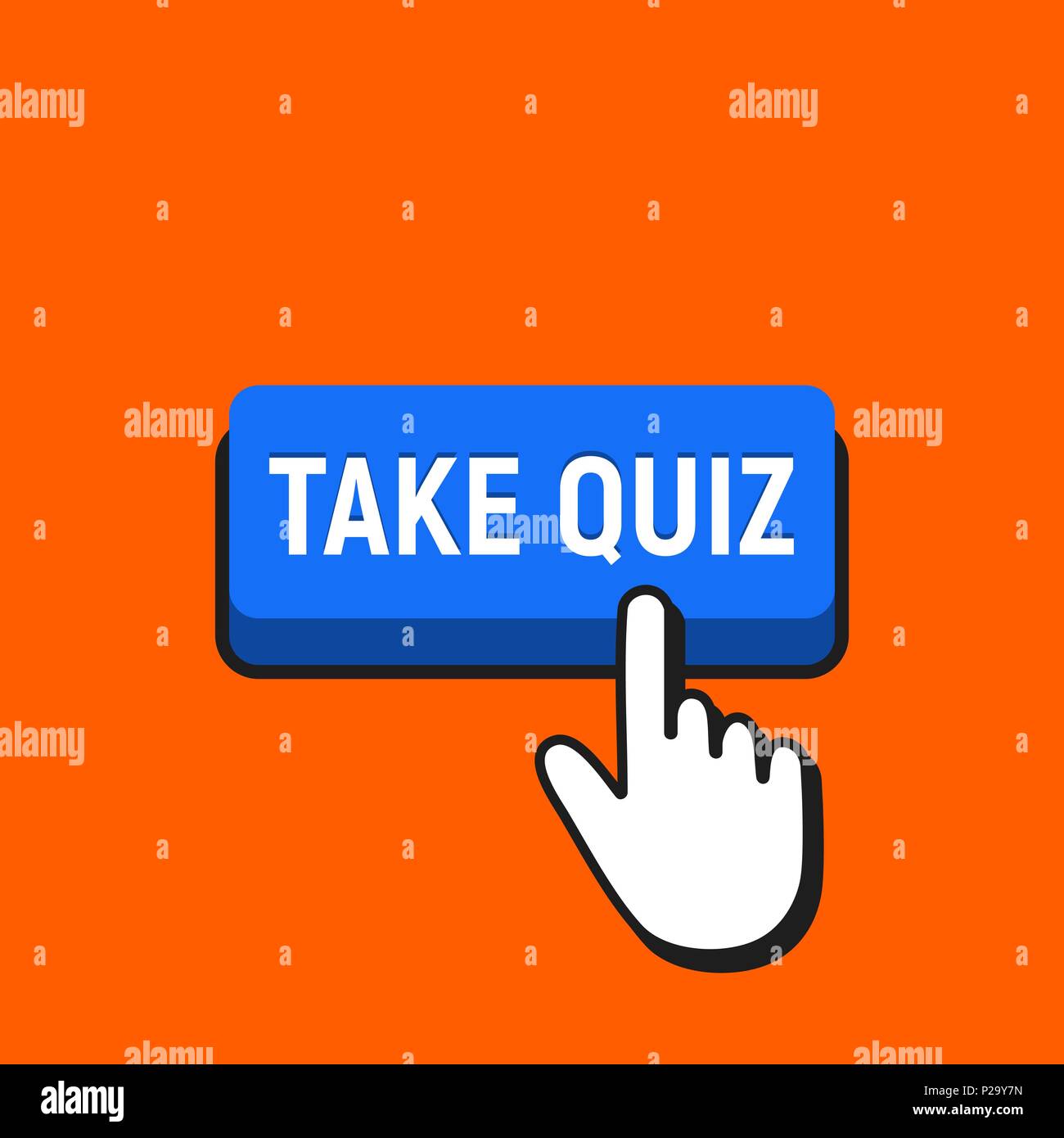 Hand Mouse Cursor Clicks the Take Quiz. Pointer Push Press Button Concept Stock Vector Image ...
