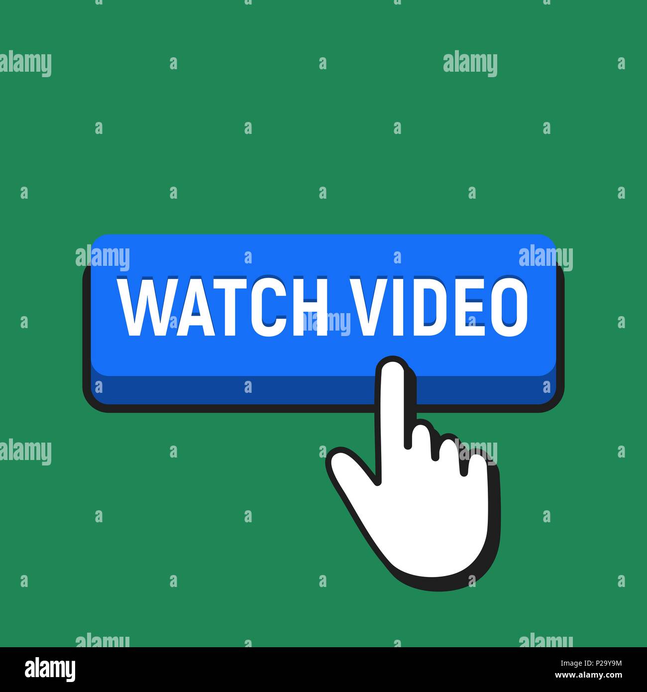 Hand Mouse Cursor Clicks the Watch Video Button. Pointer Push Press Button Concept Stock Vector ...