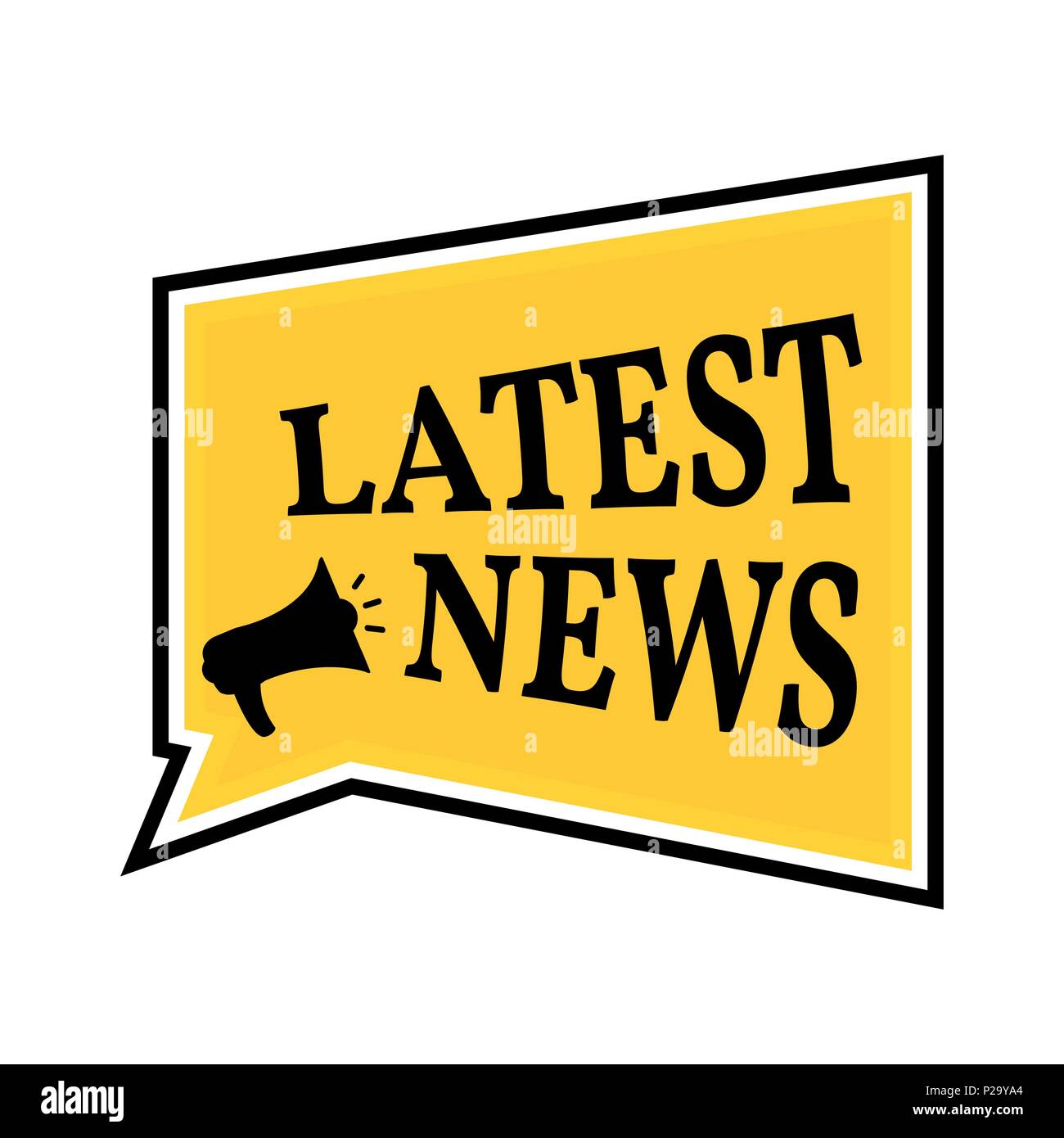 Latest News Label with Megaphone. Isolated on white background Stock ...