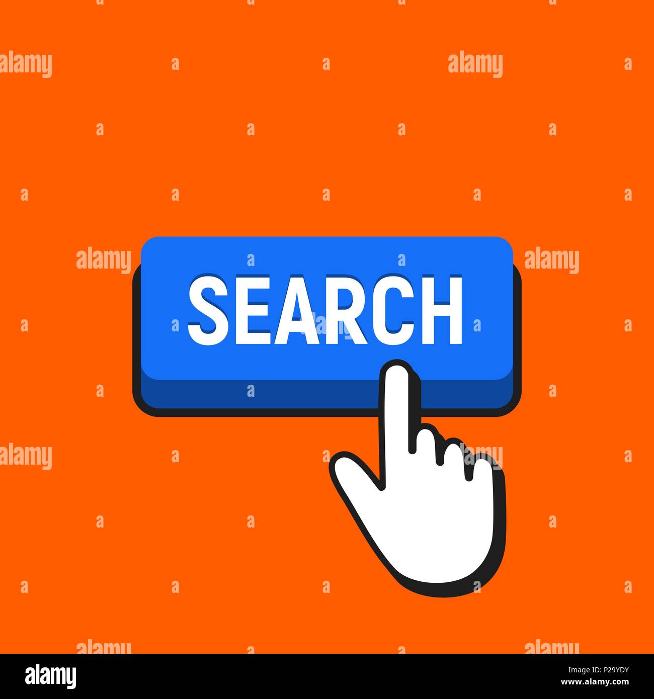 Hand Mouse Cursor Clicks the Search Button. Pointer Push Press Button Concept Stock Vector Image ...