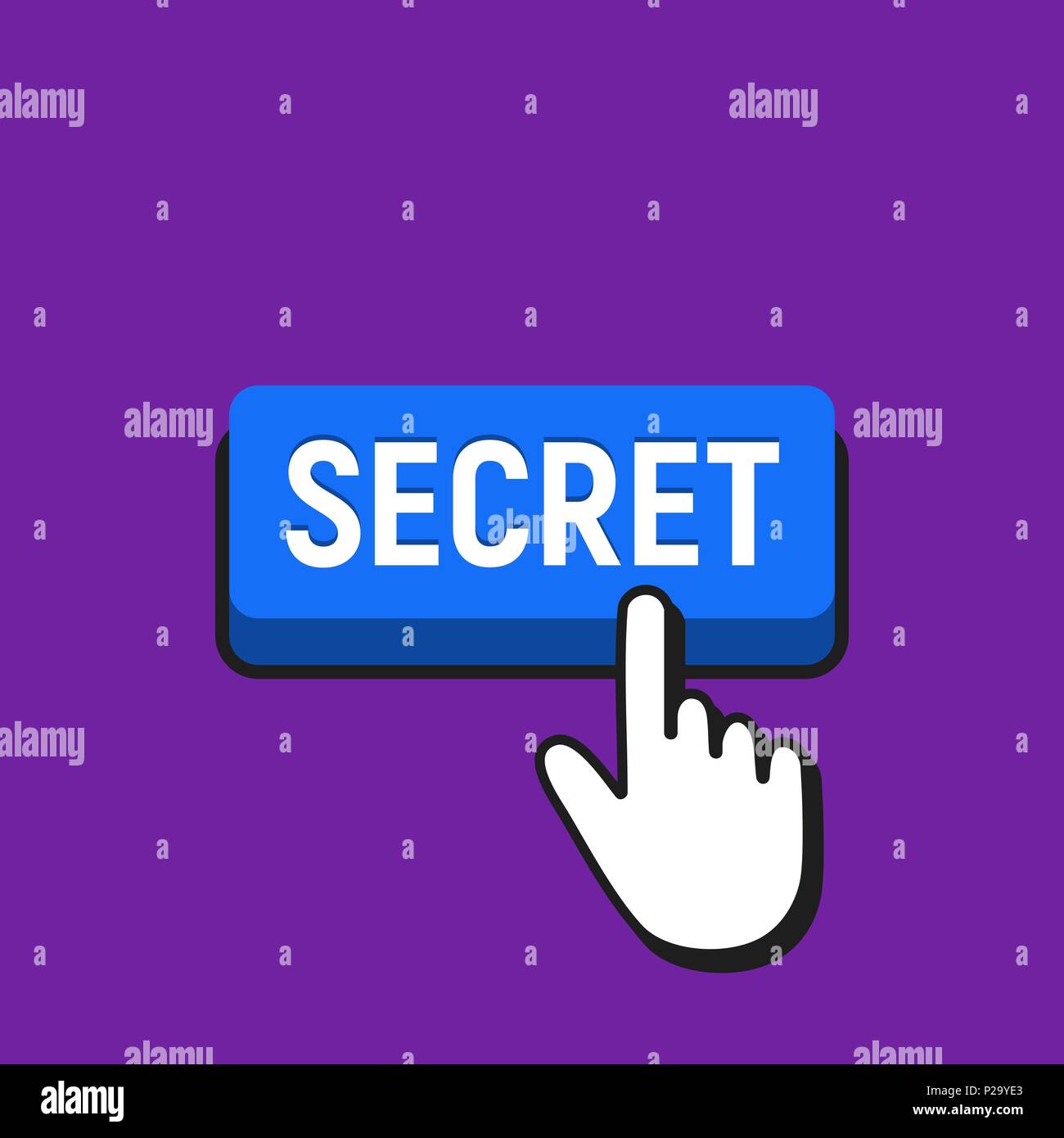 Hand Mouse Cursor Clicks the Secret Button. Pointer Push Press Button Concept Stock Vector Image ...