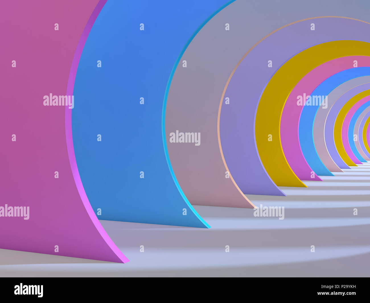 Abstract colorful tunnel background, 3d render illustration Stock Photo ...