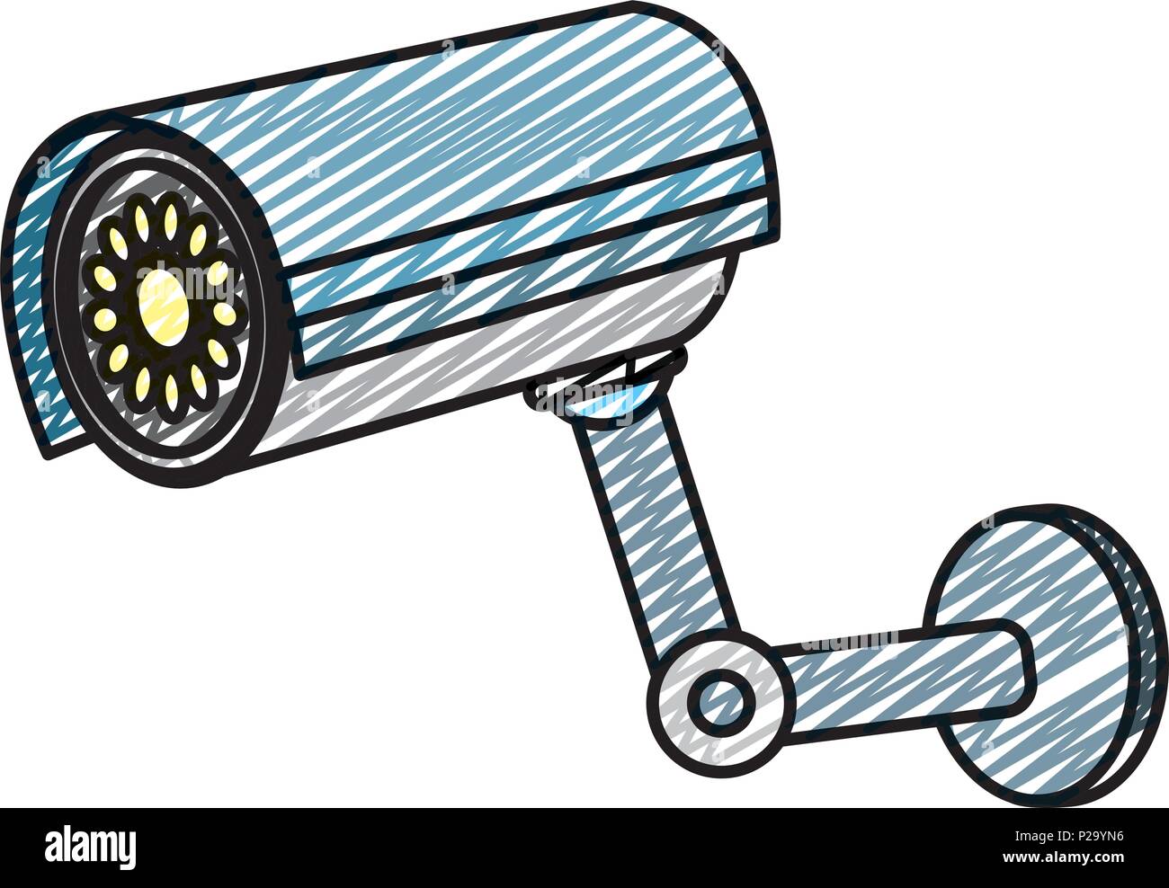 doodle exterior video camera technology to security Stock Vector Image ...