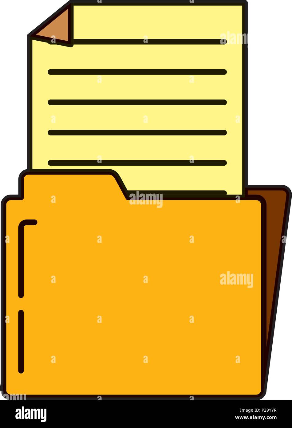 color folder file with document paper information Stock Vector Image ...