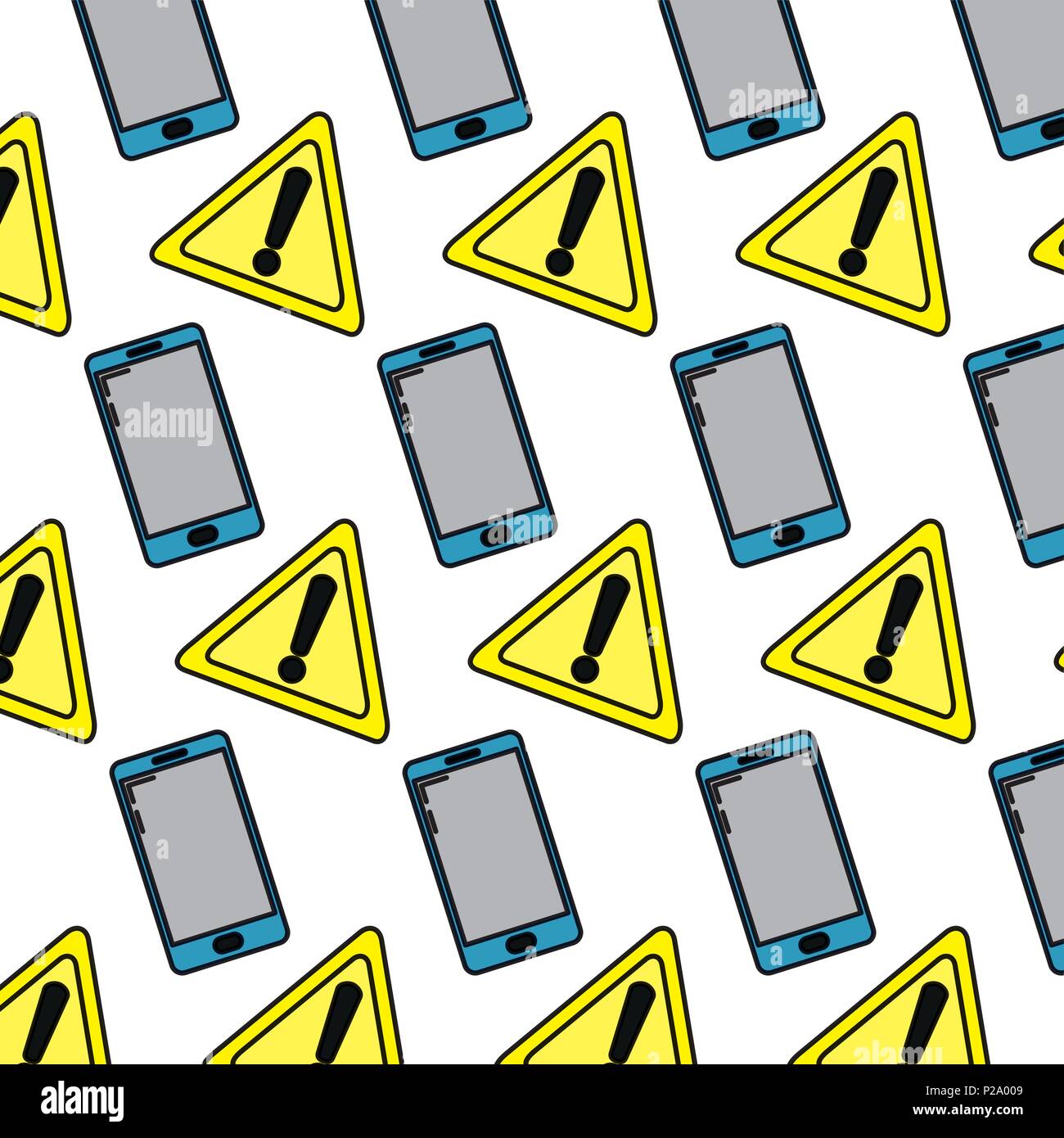 color smartphone technology and darger caution background Stock Vector ...