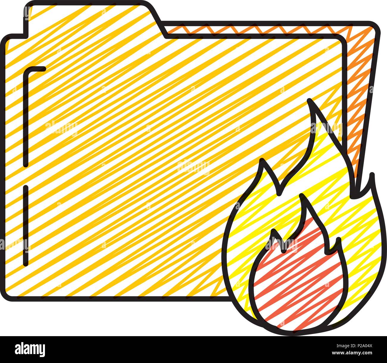 doodle folder file with caution hot fire Stock Vector Image & Art - Alamy