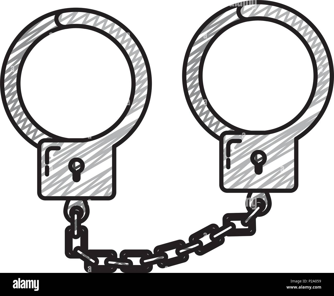doodle metal handcuffs object arrest and justice Stock Vector Image ...