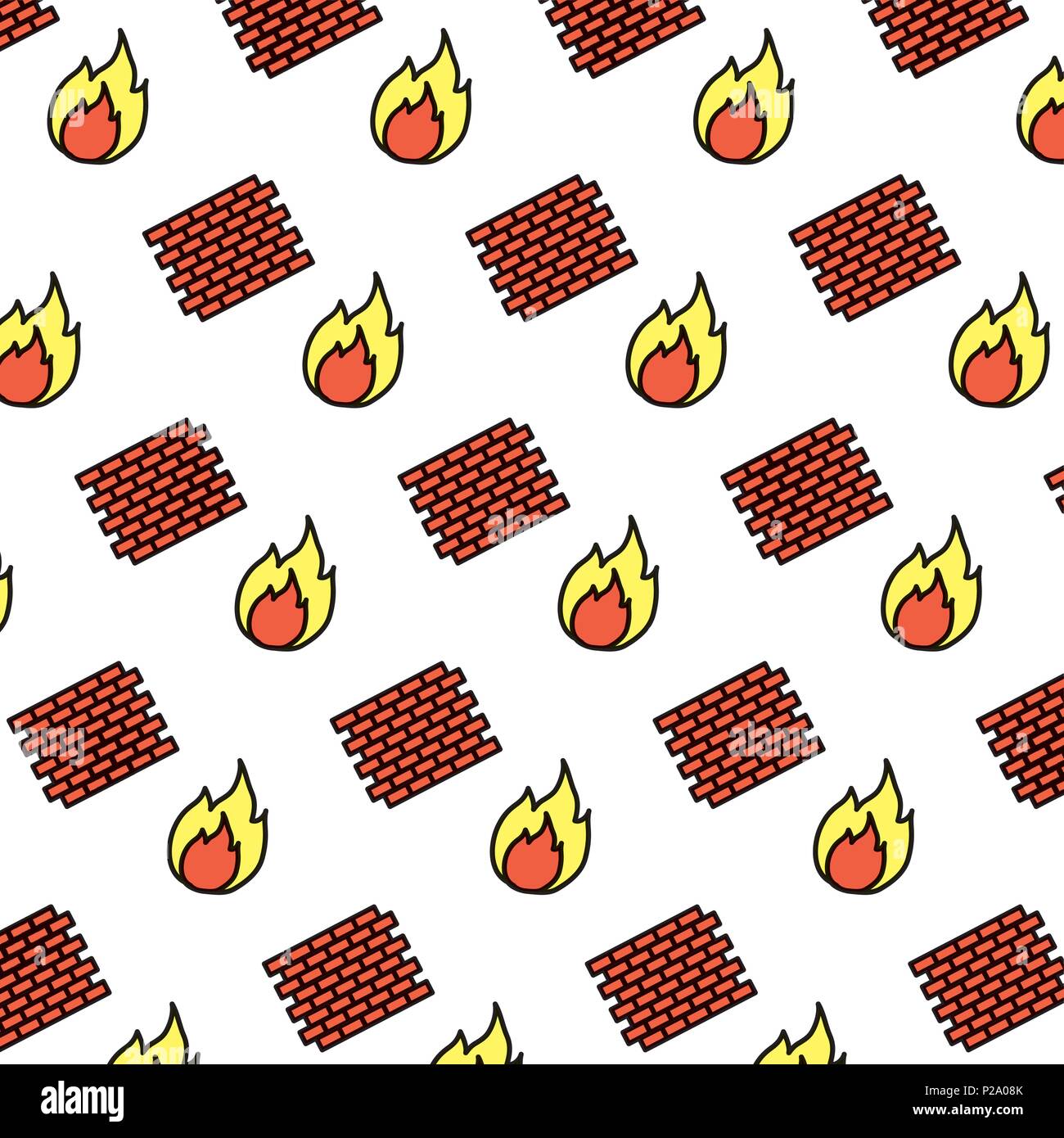 color brick wall structure and fire background Stock Vector Image & Art ...