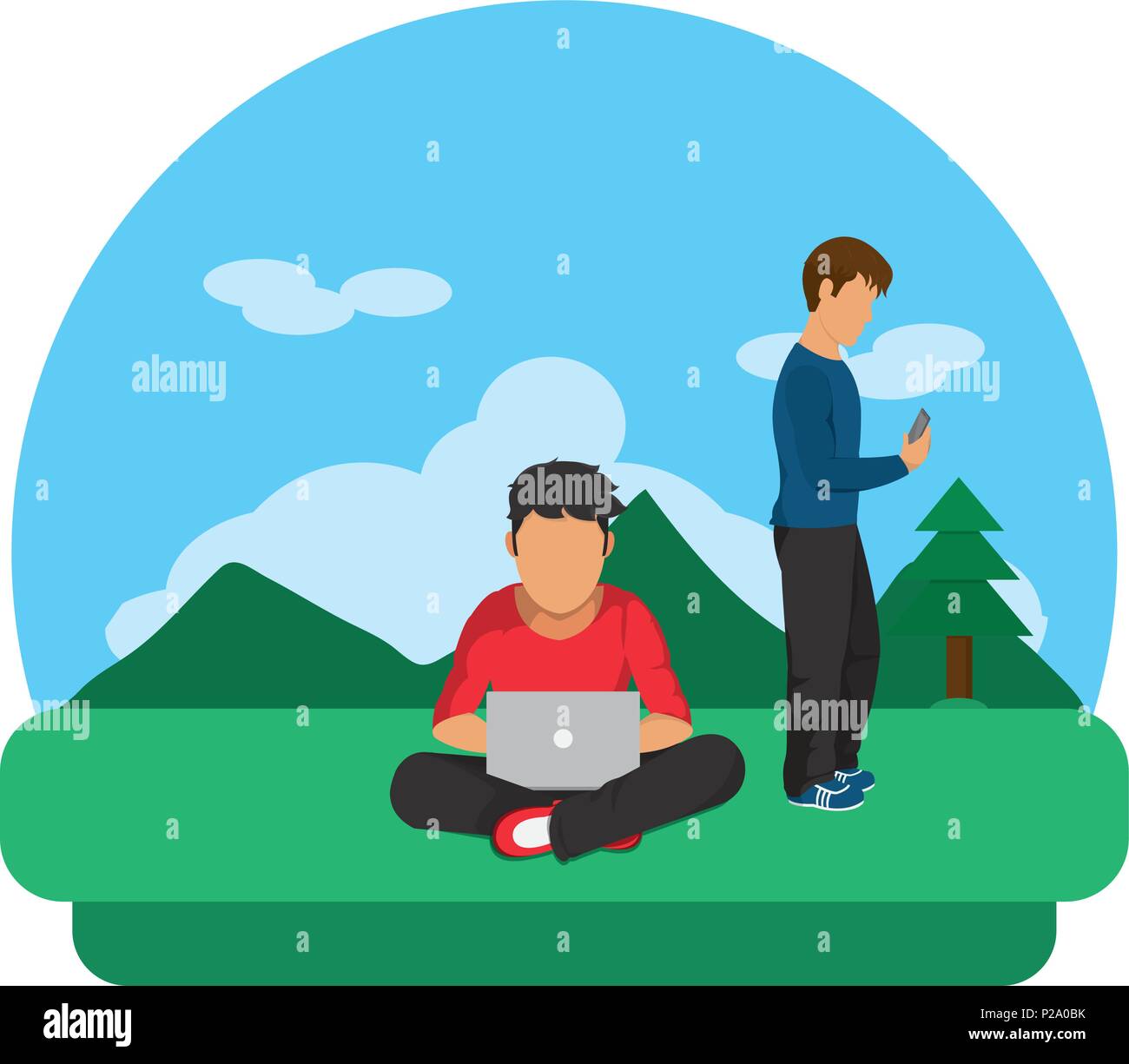 calm man concentrated in the nature landscape Stock Vector Image & Art ...