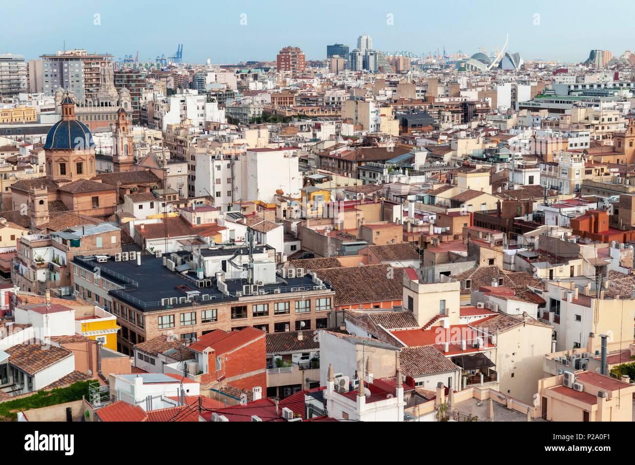 Spain, Valencia, old town, view from terrace of bell tower to the Saint ...