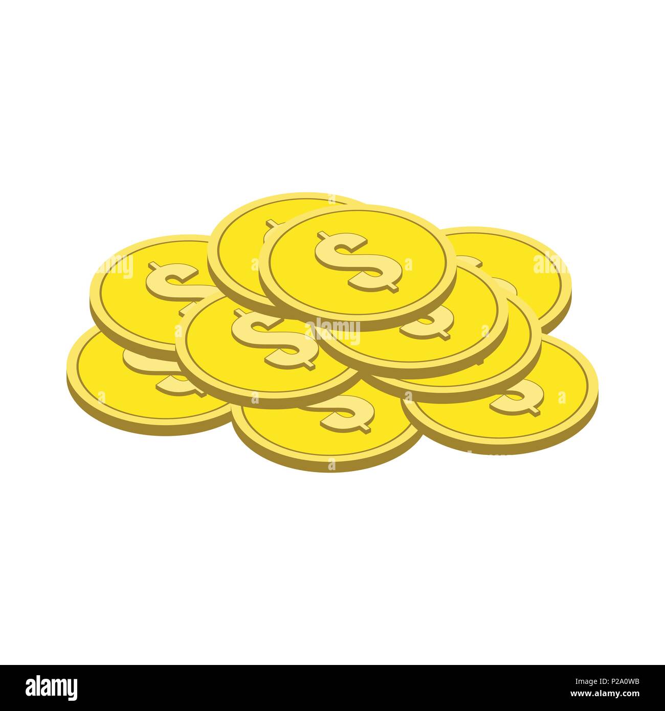 Gold coins symbol. Flat Isometric Icon or Logo. 3D Style Pictogram for ...