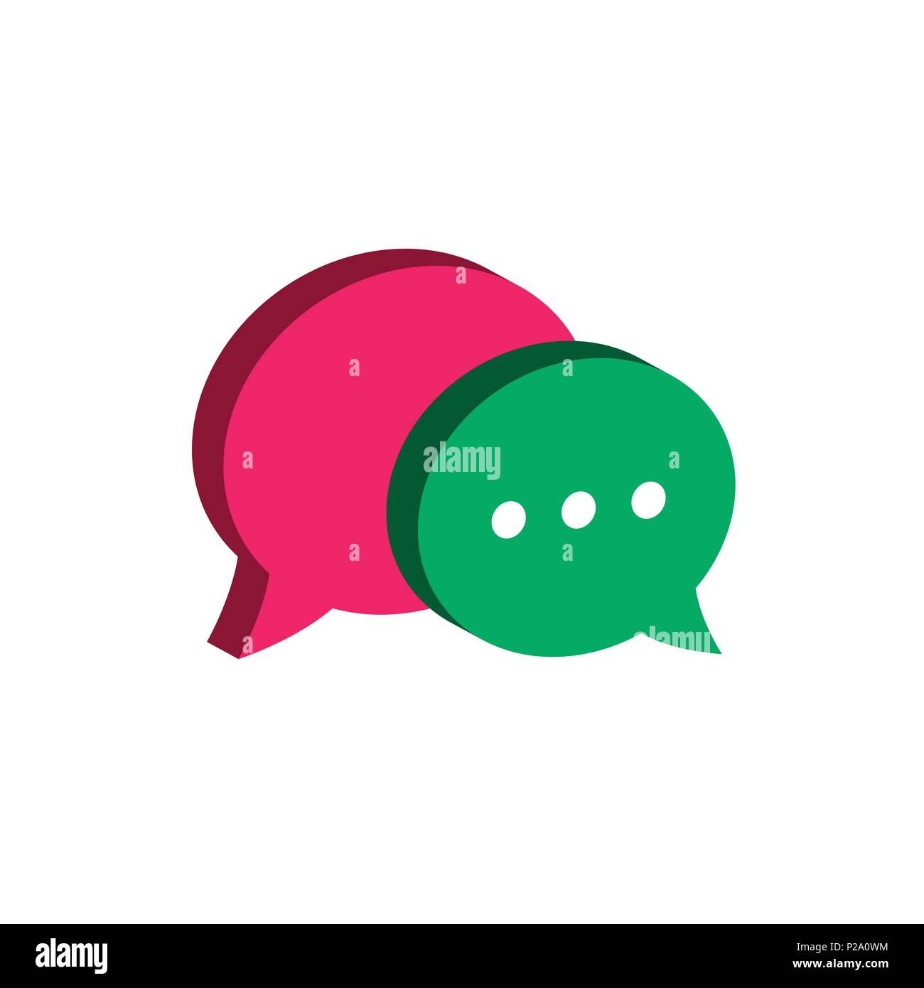 Chat symbol. Flat Isometric Icon or Logo. 3D Style Pictogram for Web ...