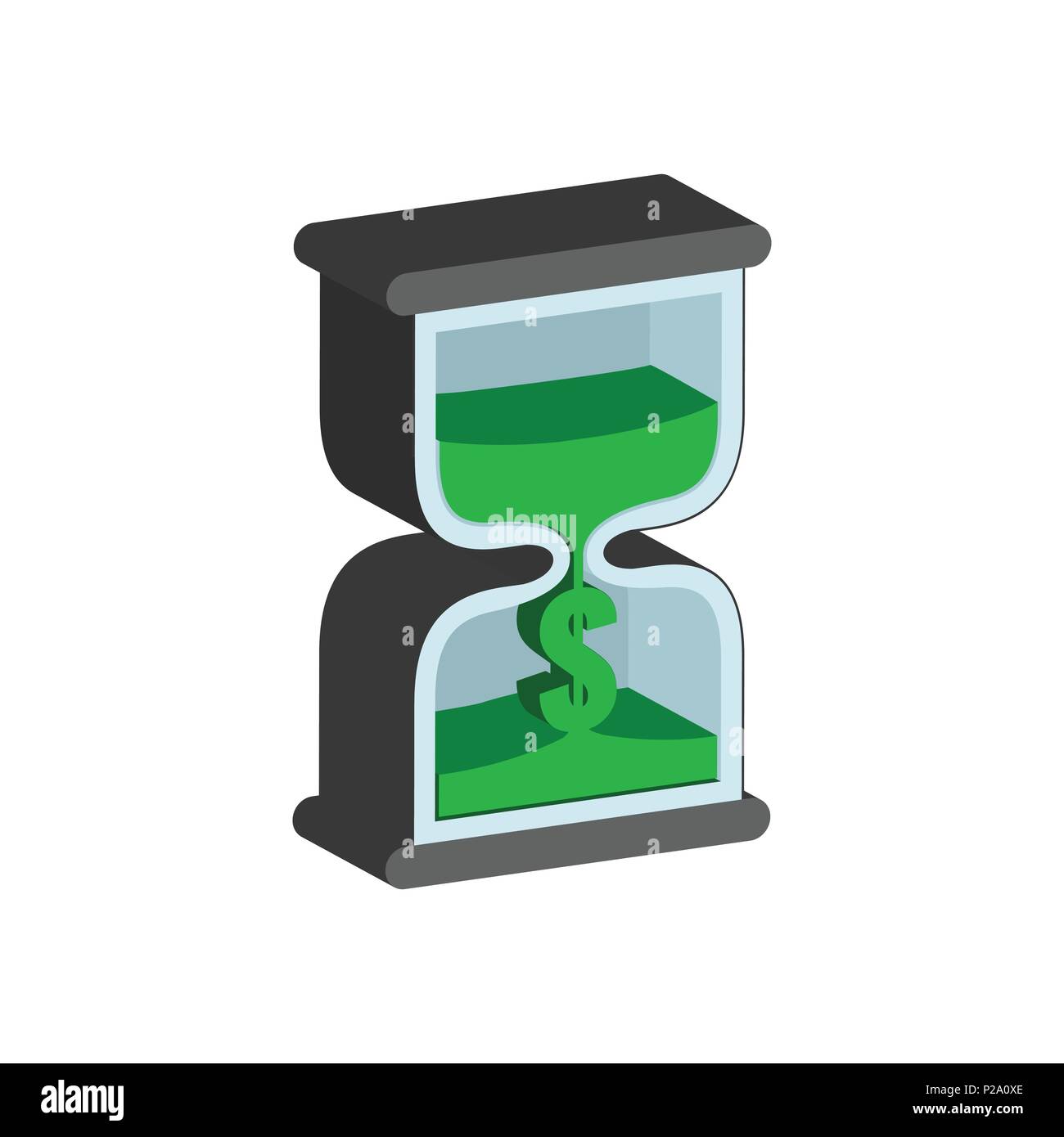 Sandclock, Time is money concept symbol. Flat Isometric Icon or Logo ...