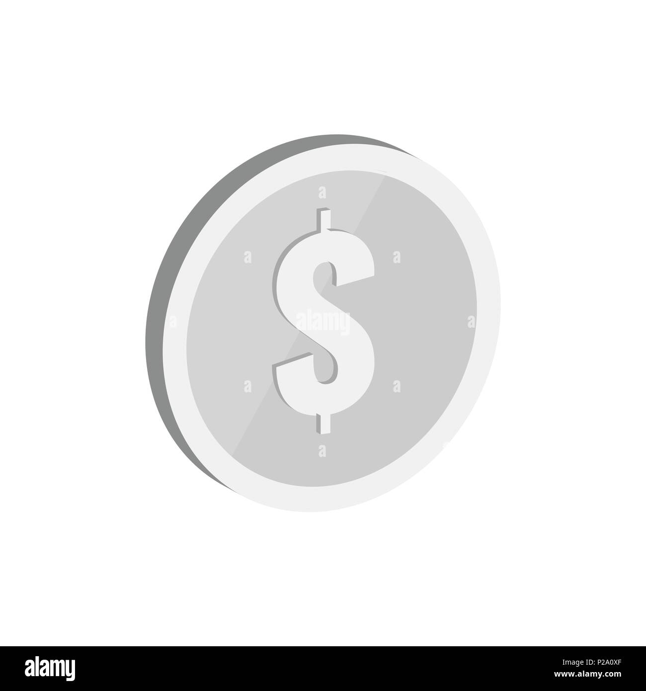 Silver coin symbol. Flat Isometric Icon or Logo. 3D Style Pictogram for ...