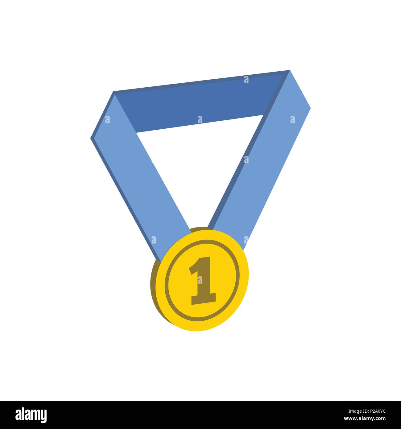 Gold medal symbol. Flat Isometric Icon or Logo. 3D Style Pictogram for ...
