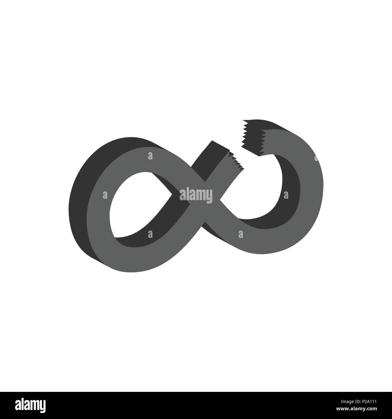 Cut Infinity symbol. Flat Isometric Icon or Logo. 3D Style Pictogram ...