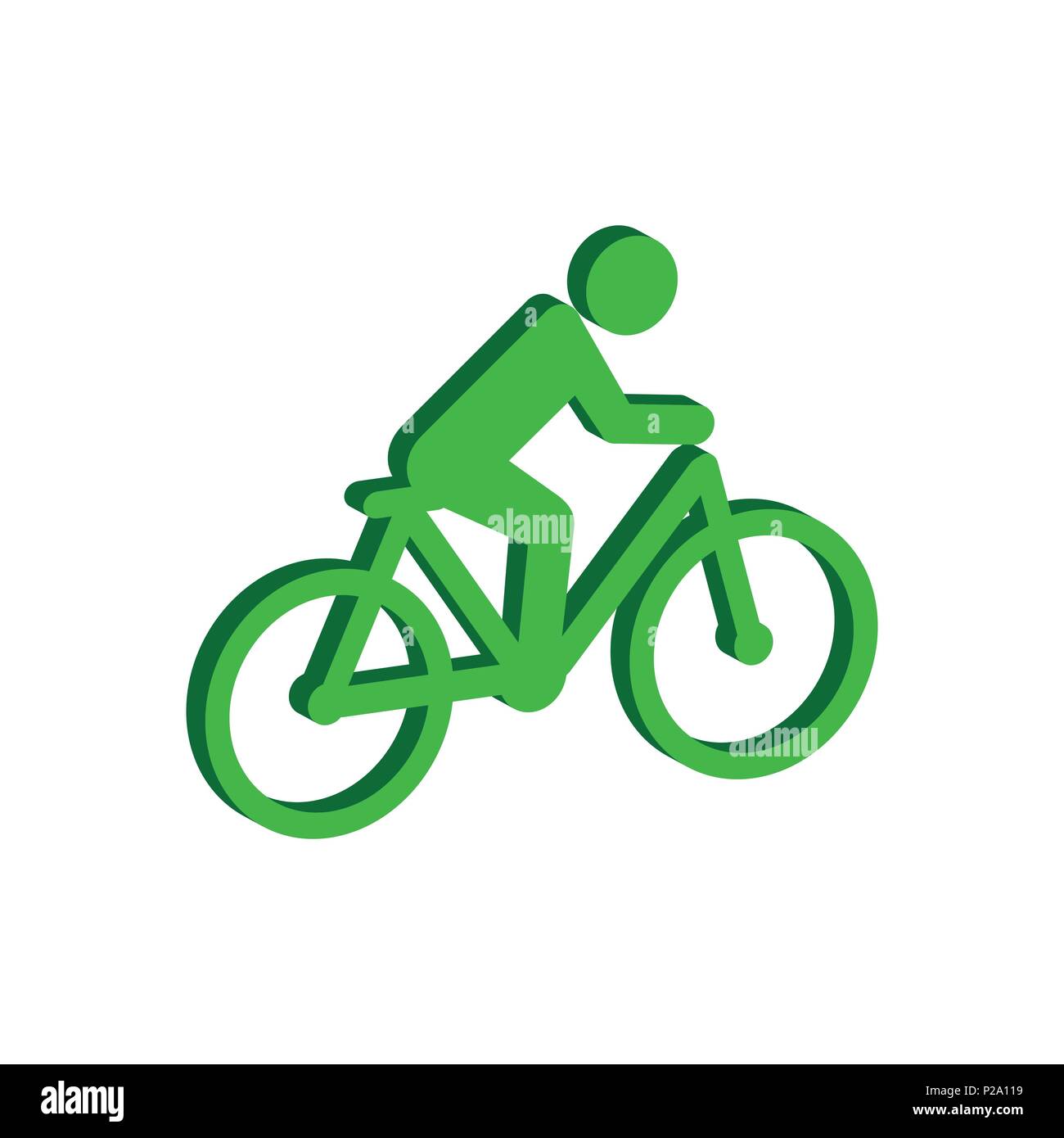 Cyclist symbol. Flat Isometric Icon or Logo. 3D Style Pictogram for Web ...